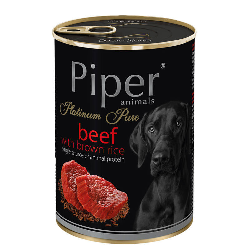 Piper Platinum Pure Single Protein dog tin 400g - Beef with Brown Rice ...